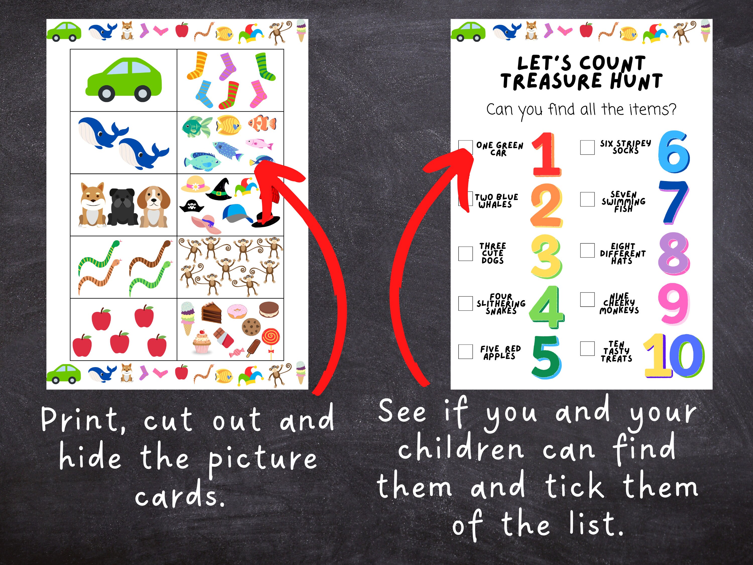 Let's Count Treasure Hunt, Kids Birthday Party Games, Scavenger Hunt ...