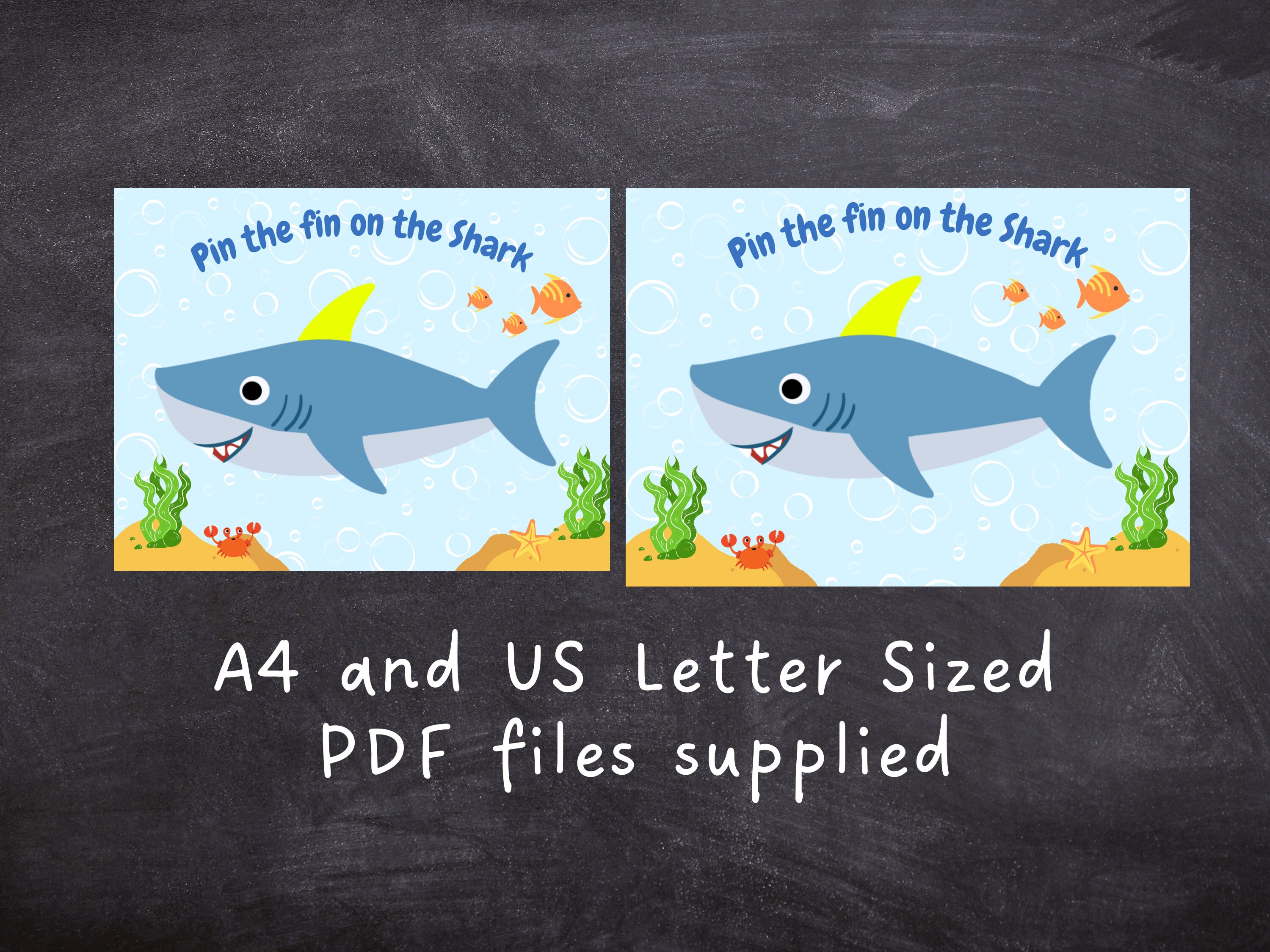 Pin the Fin on the Shark Game: Under the Sea Party (digital Download ...