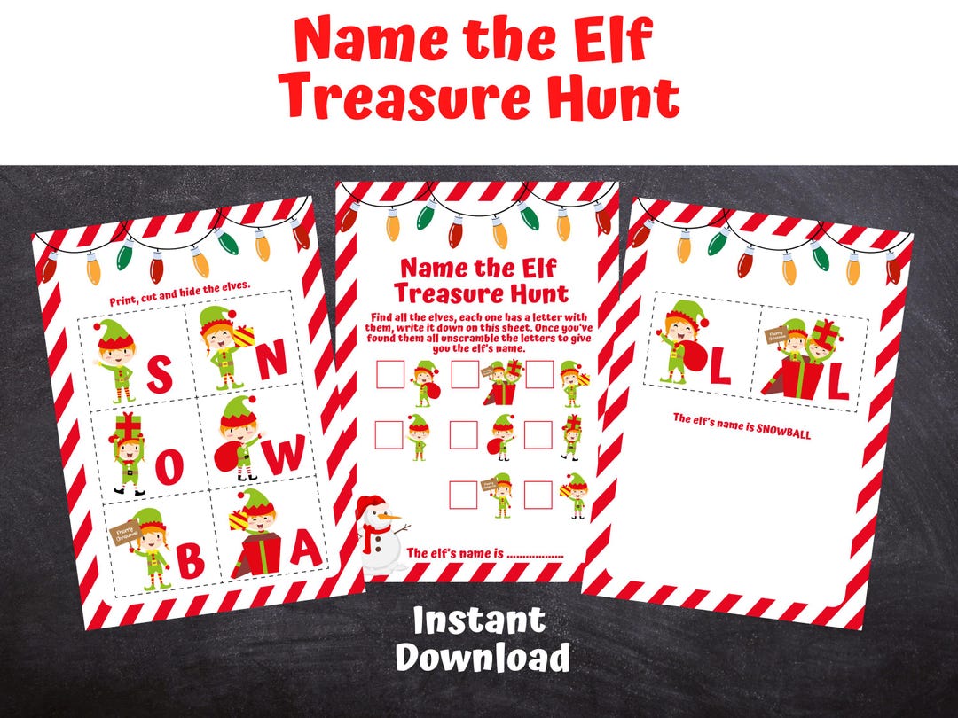 Name the Elf Treasure Hunt, Christmas Game, Scavenger Hunt, Printable ...