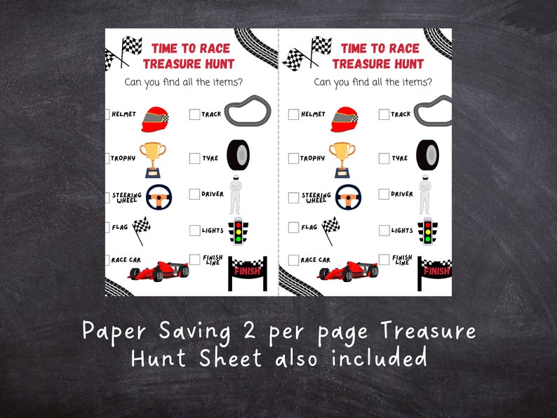 Time to Race Treasure Hunt, Kids Birthday Party Game, Racing Car ...