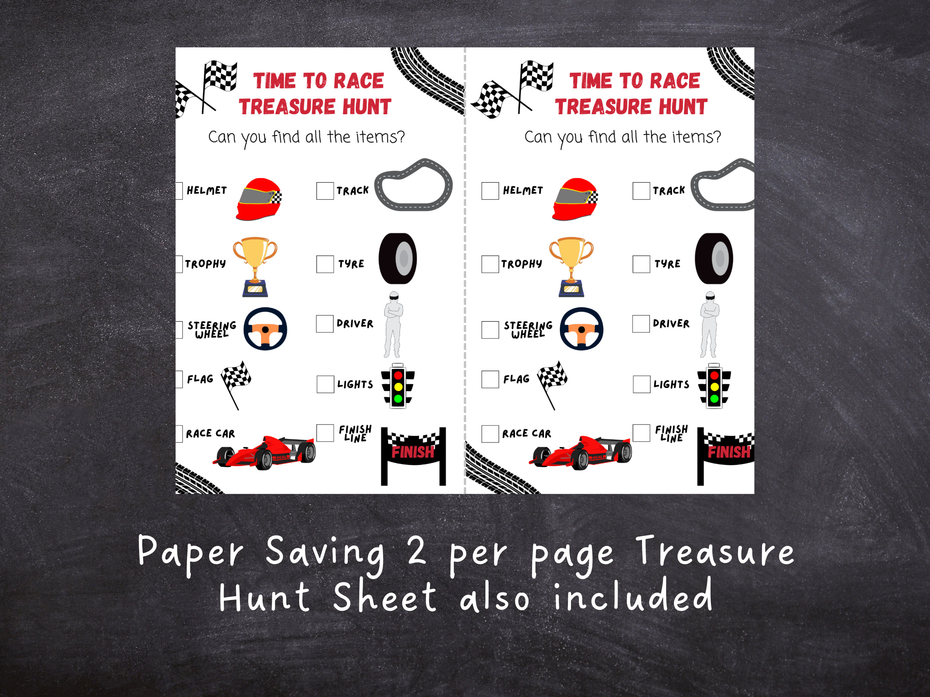 Time to Race Treasure Hunt, Kids Birthday Party Game, Racing Car ...