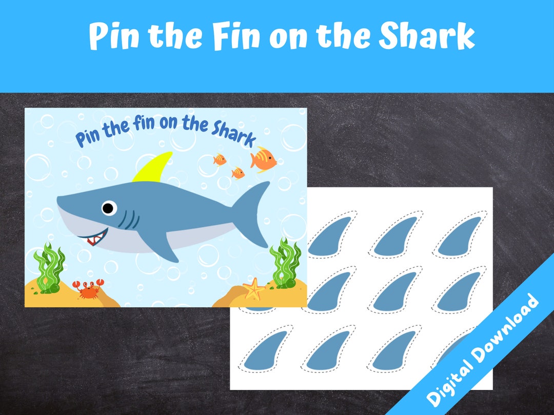 Pin the Fin on the Shark Game: Under the Sea Party (digital Download ...