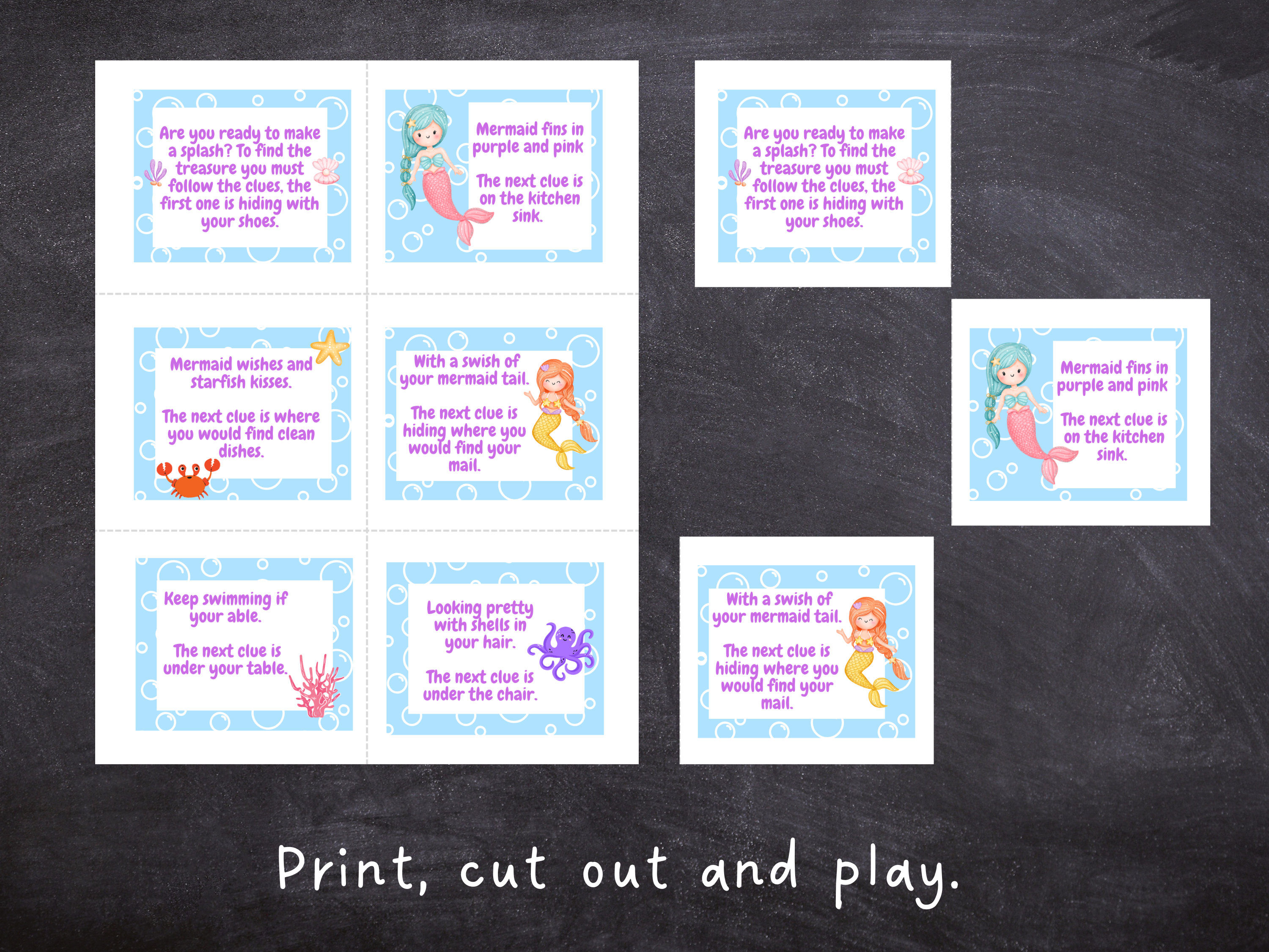 Mermaid Scavenger Hunt: Kids Party Game, 30 Clues (digital Download) - Etsy