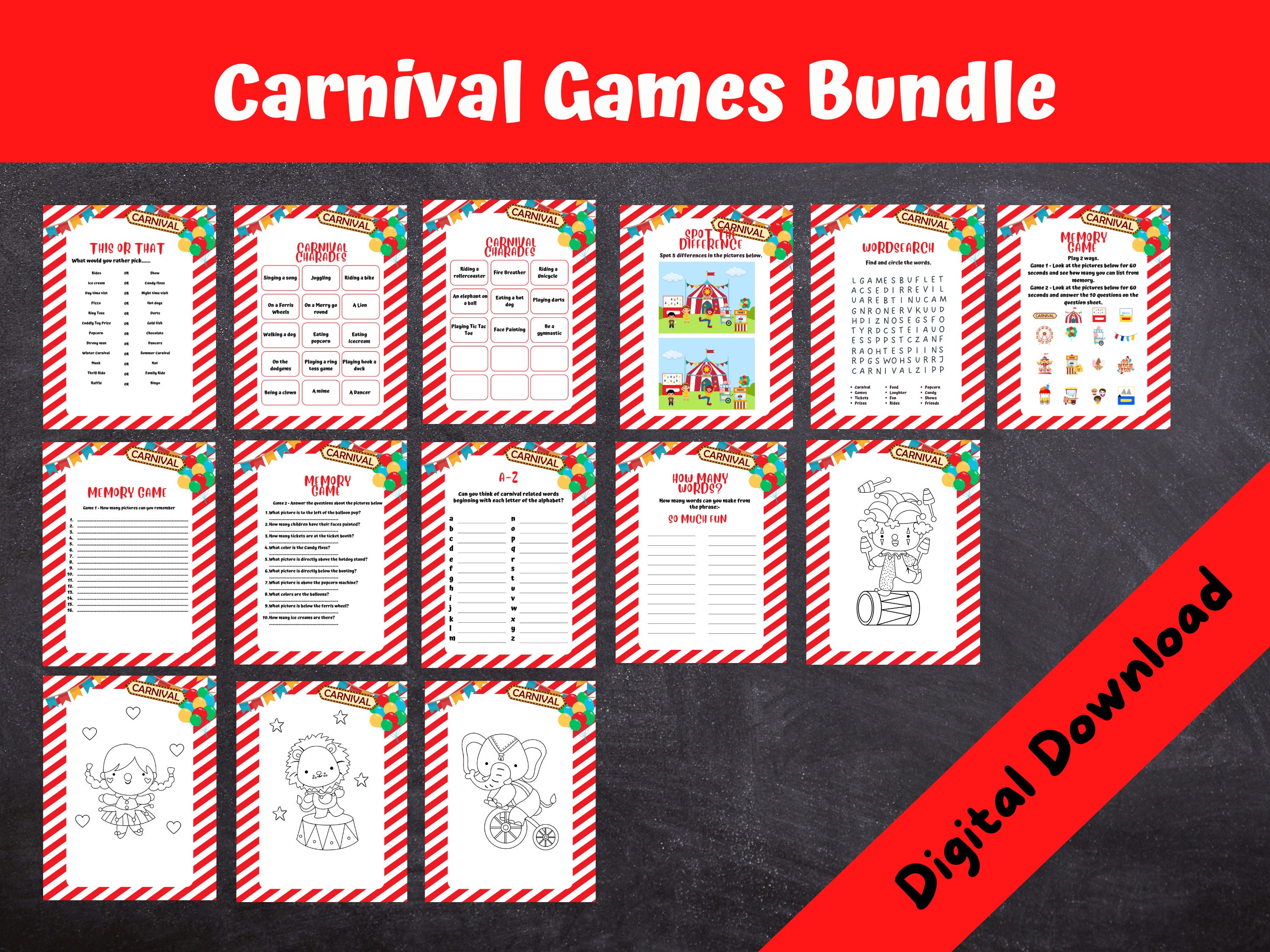 Carnival Games Bundle: Kids Birthday Party Activities (digital Download ...