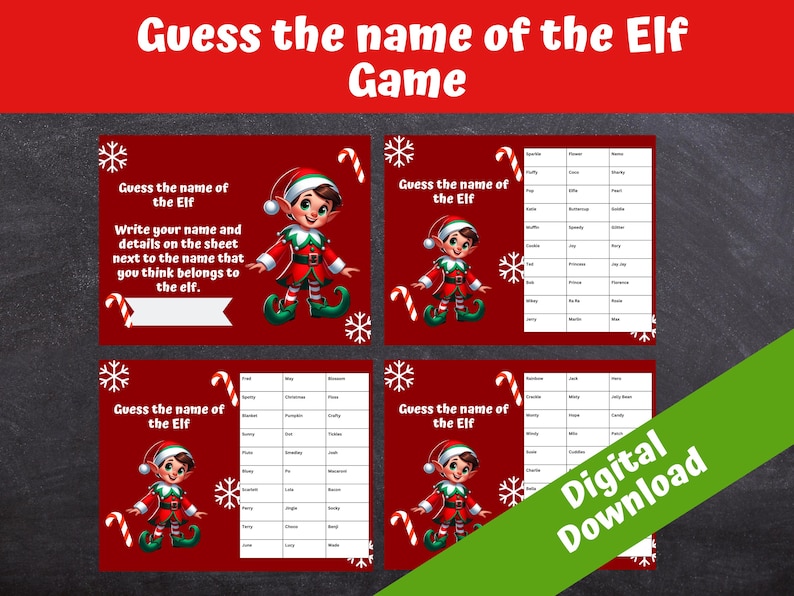 Guess the Elf Name Game: Christmas Fundraiser (digital Download) - Etsy