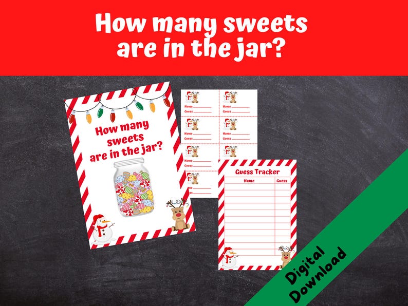 How Many Sweets Are in the Jar Game, Christmas Fayre, Guessing Game ...