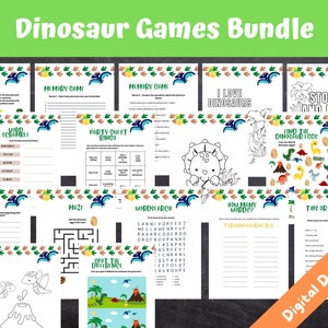 Dinosaur Party Games Bundle, Kids Party Games, Dinosaur Activity Pack ...
