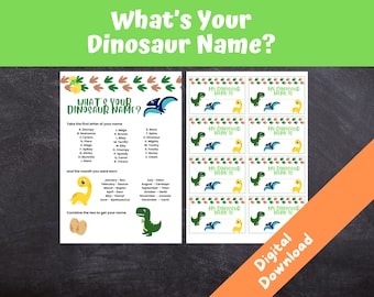 What's Your Dinosaur Name Party Game Instant Digital Printable Download ...
