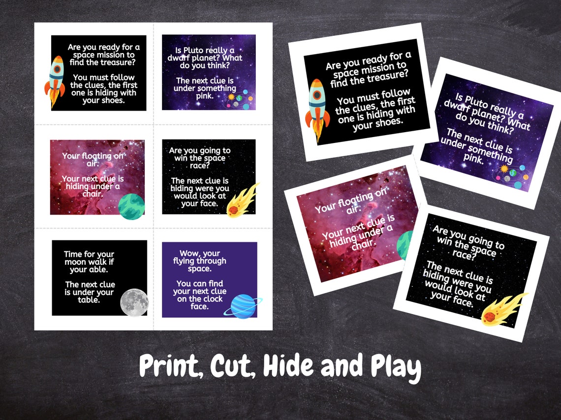 Space Themed Scavenger Hunt Indoor and Outdoor Clues Kids - Etsy