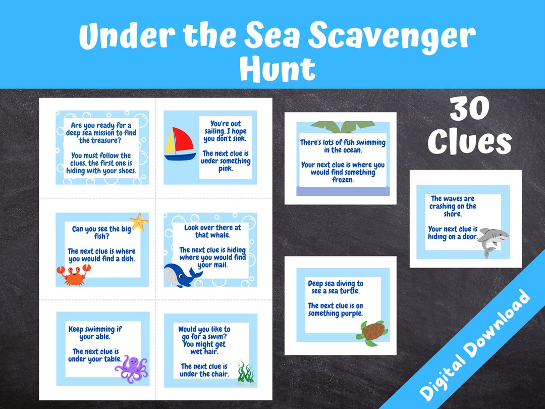 Under the Sea Scavenger Hunt Indoor and Outdoor Clues Kids - Etsy