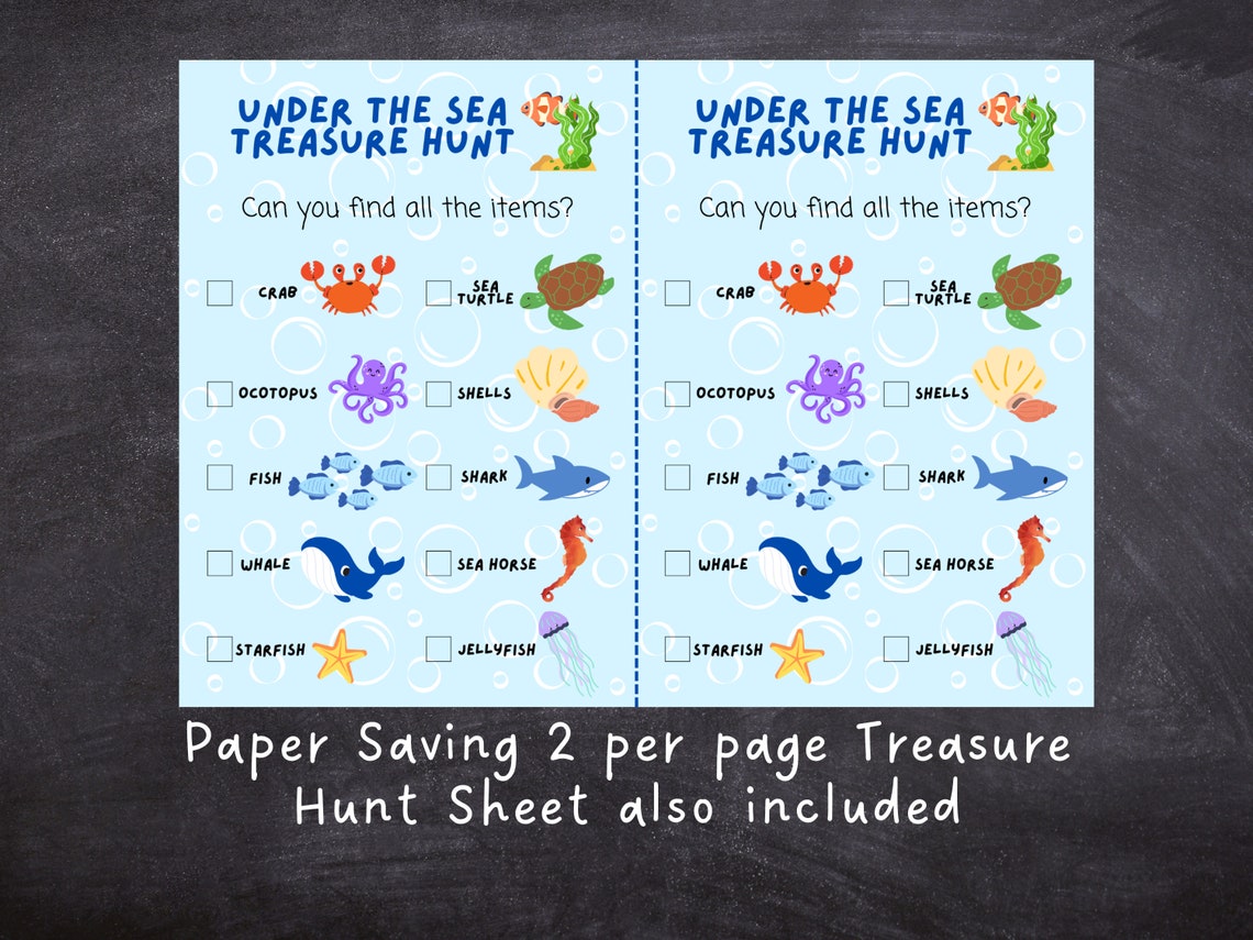 Under the Sea Treasure Hunt Kids Birthday Party Games Scavenger Hunt ...