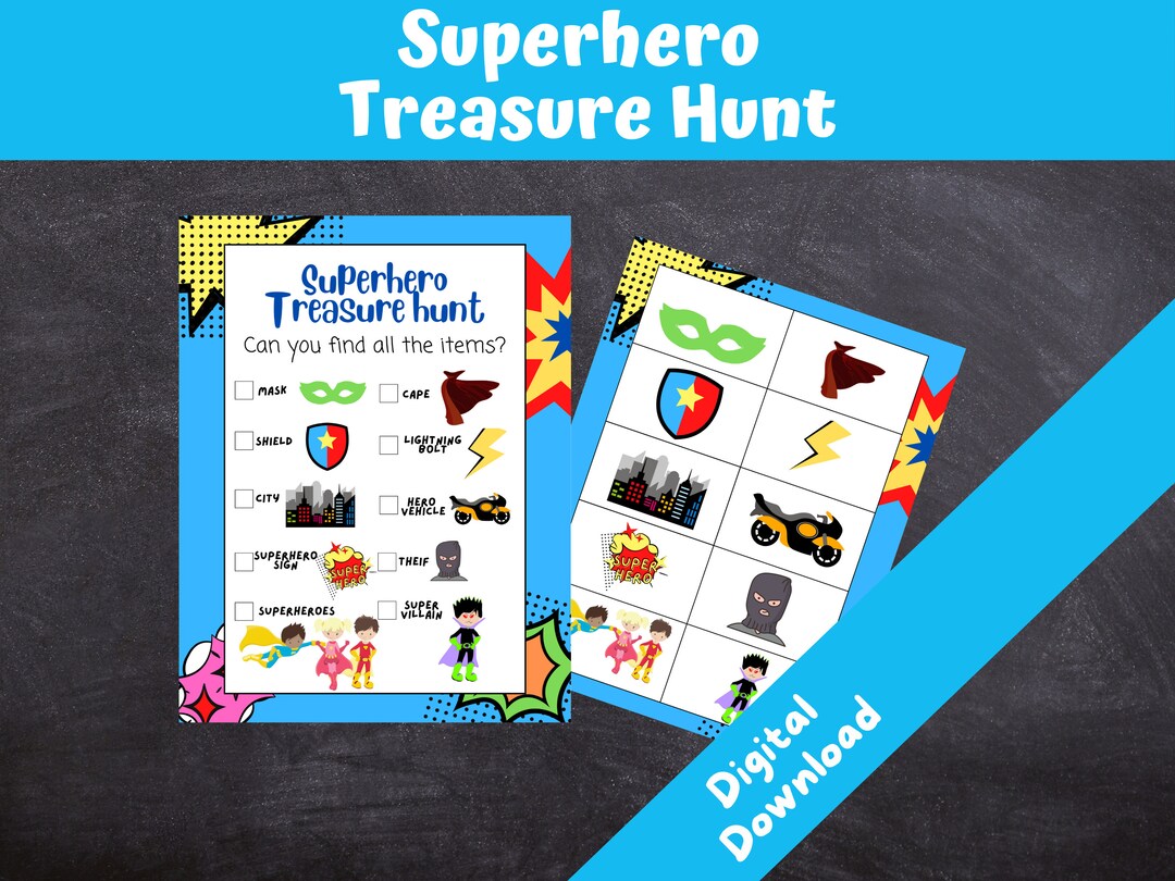 Superhero Treasure Hunt, Kids Birthday Party Games, Scavenger Hunt ...