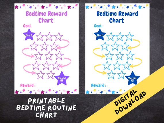 Bedtime Reward Chart Kids Bedtime Chart Sleep Training - Etsy