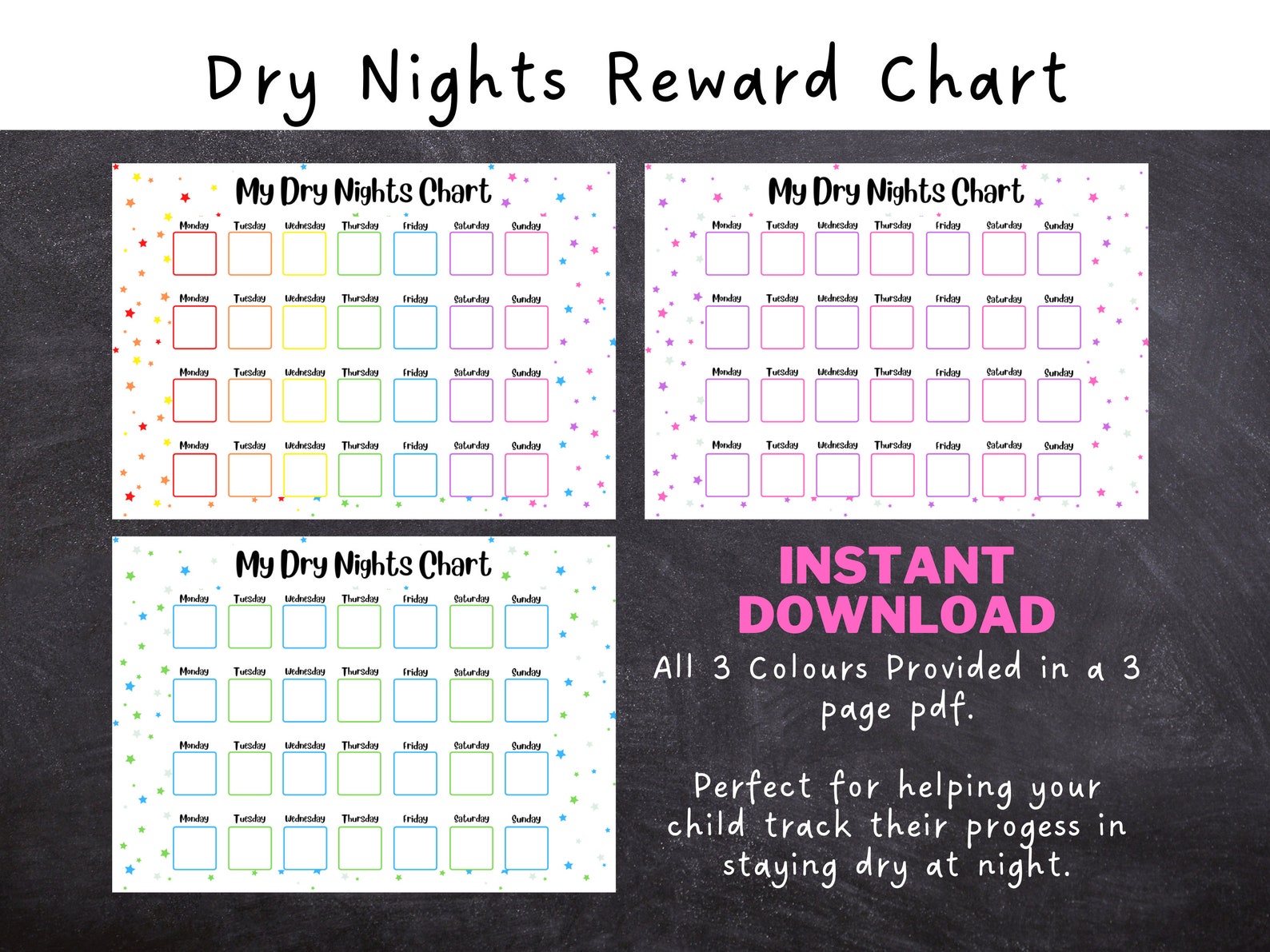 My Dry Nights Reward Chart Potty Training Bed Wetting | Etsy