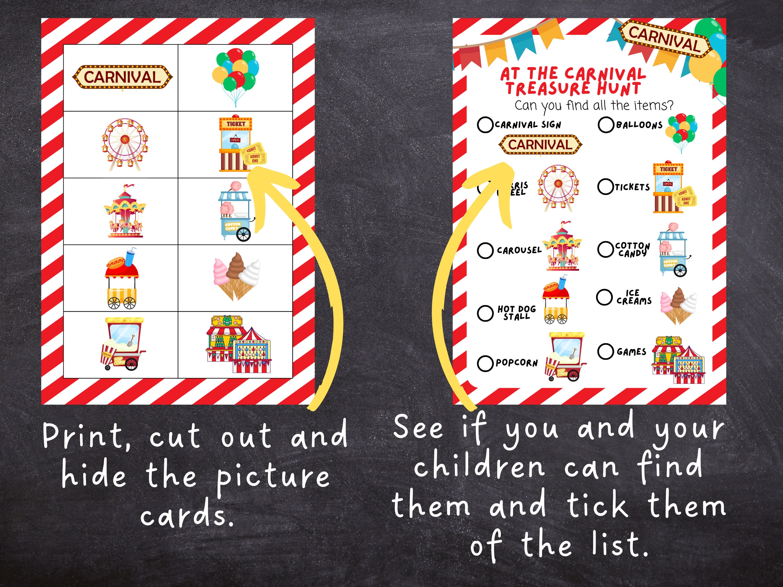 At the Carnival Treasure Hunt | Kids Birthday Party Games | Carnival ...