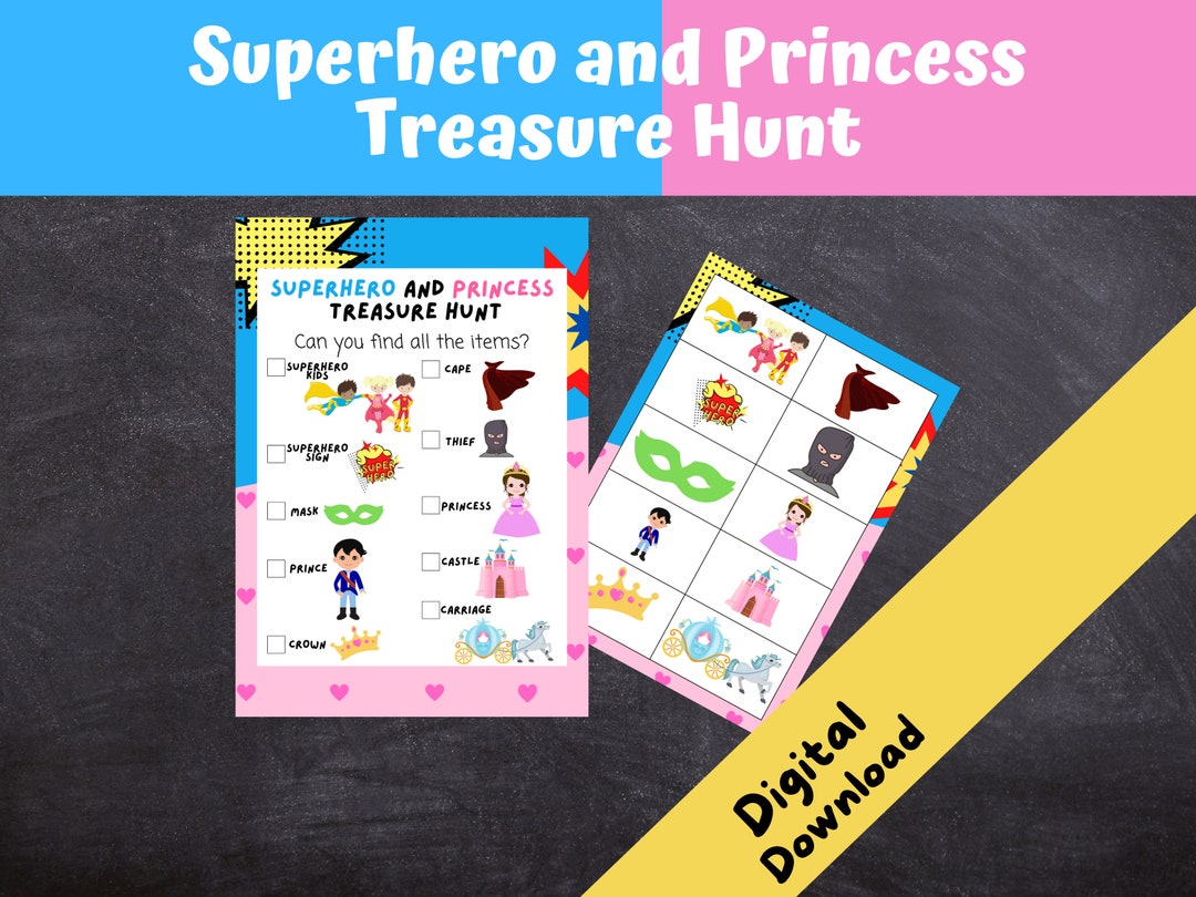 Superhero and Princess Treasure Hunt, Kids Birthday Party Games ...