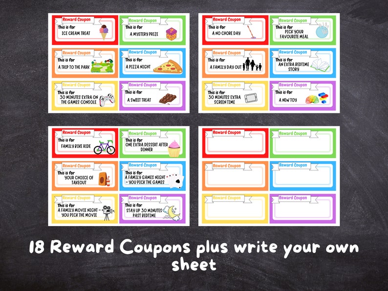 Kids Reward Chart & Coupons: Printable Behavior Management (digital ...