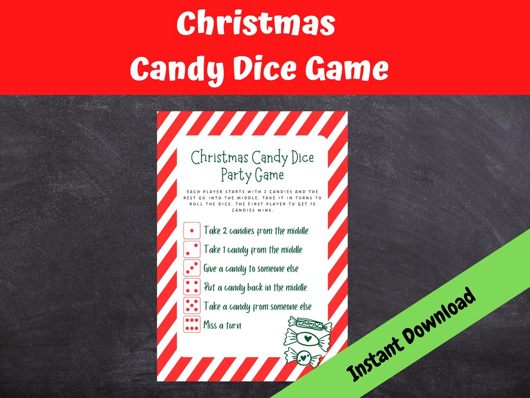 Christmas Candy Dice, Children's Printable, Christmas Party, Dice Game ...
