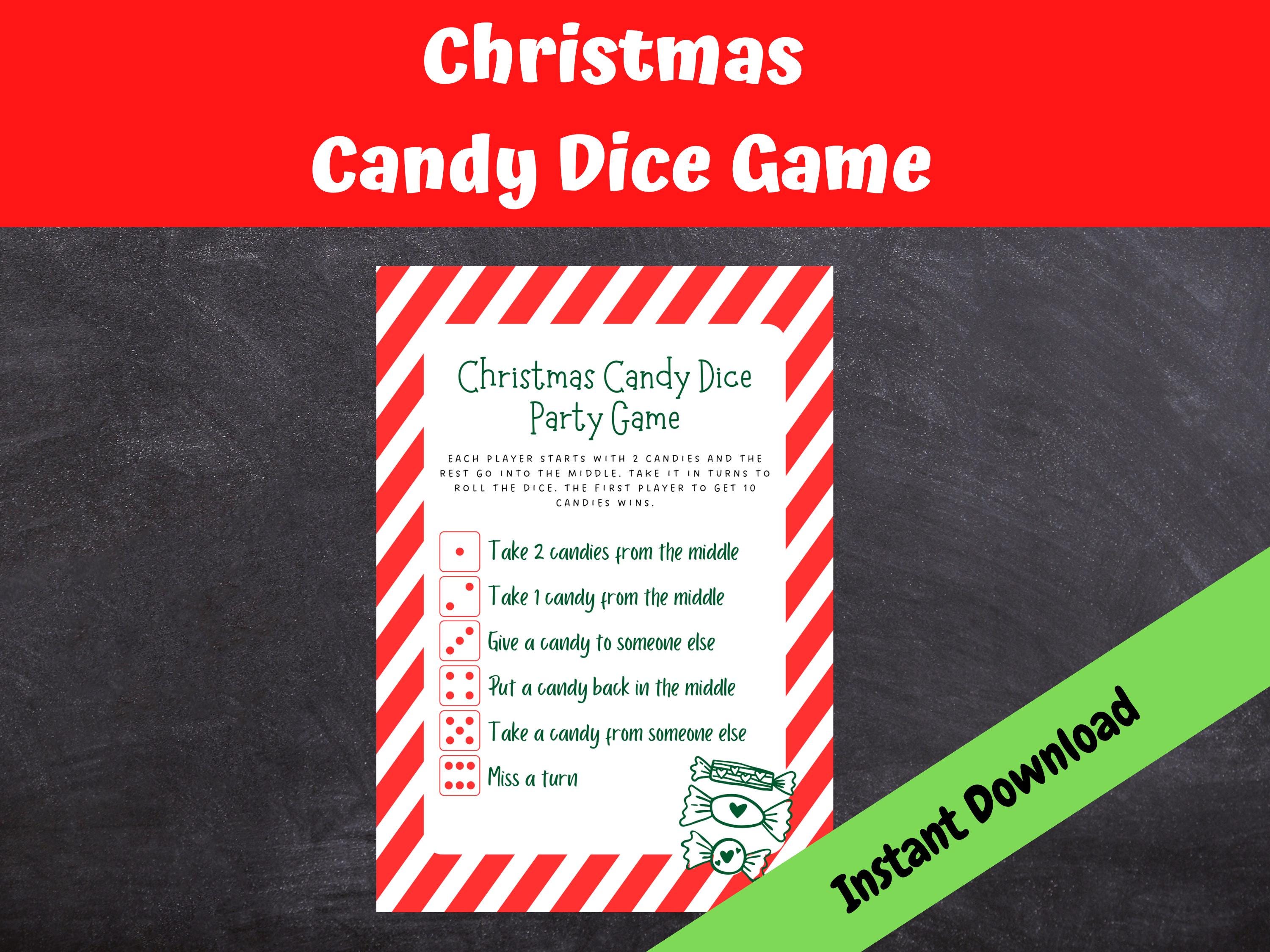 Christmas Candy Dice, Children's Printable, Christmas Party, Dice Game ...