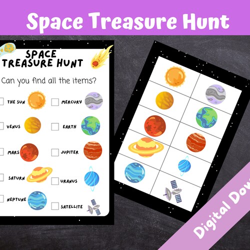 Space Treasure Hunt Kids Birthday Party Games Scavenger - Etsy