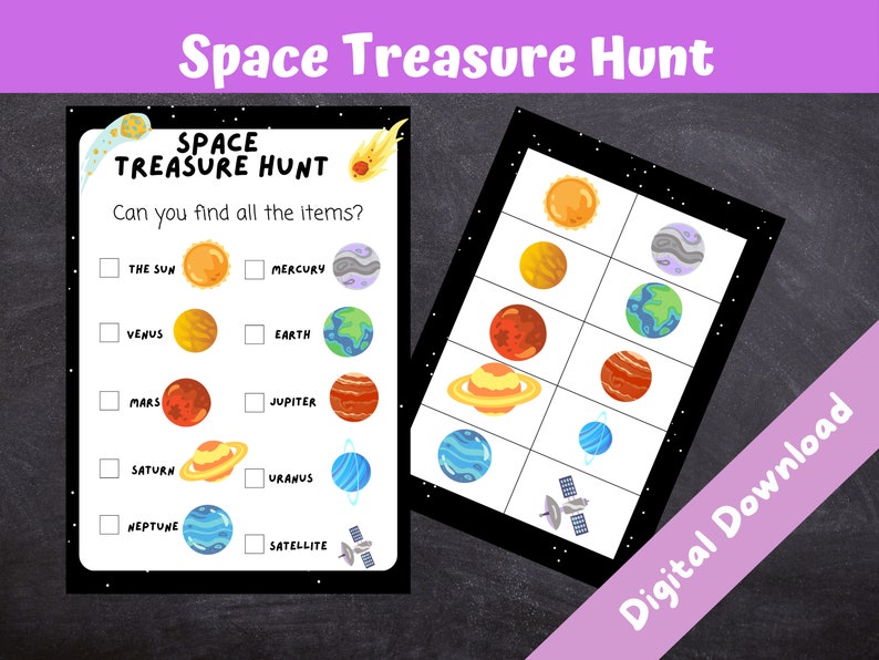 Space Treasure Hunt, Kids Birthday Party Games, Scavenger Hunt, Outer ...