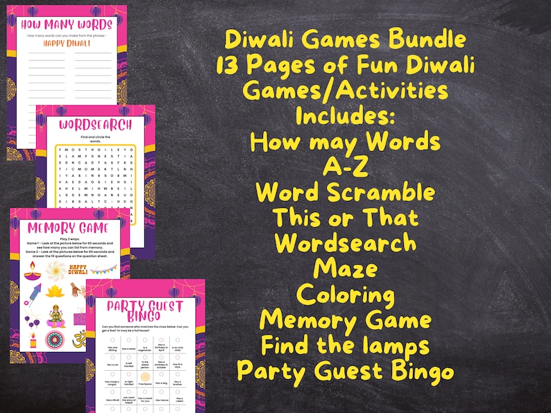 Diwali Games Bundle Activities for Adults & Kids Printable - Etsy