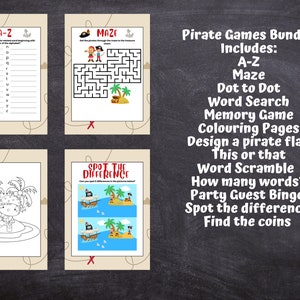 Pirate Party Games Bundle, Kids Birthday, Pirate Party Activity Pack ...