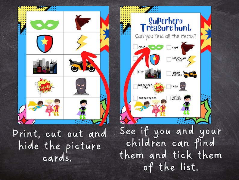 Superhero Treasure Hunt Kids Birthday Party Games Scavenger - Etsy