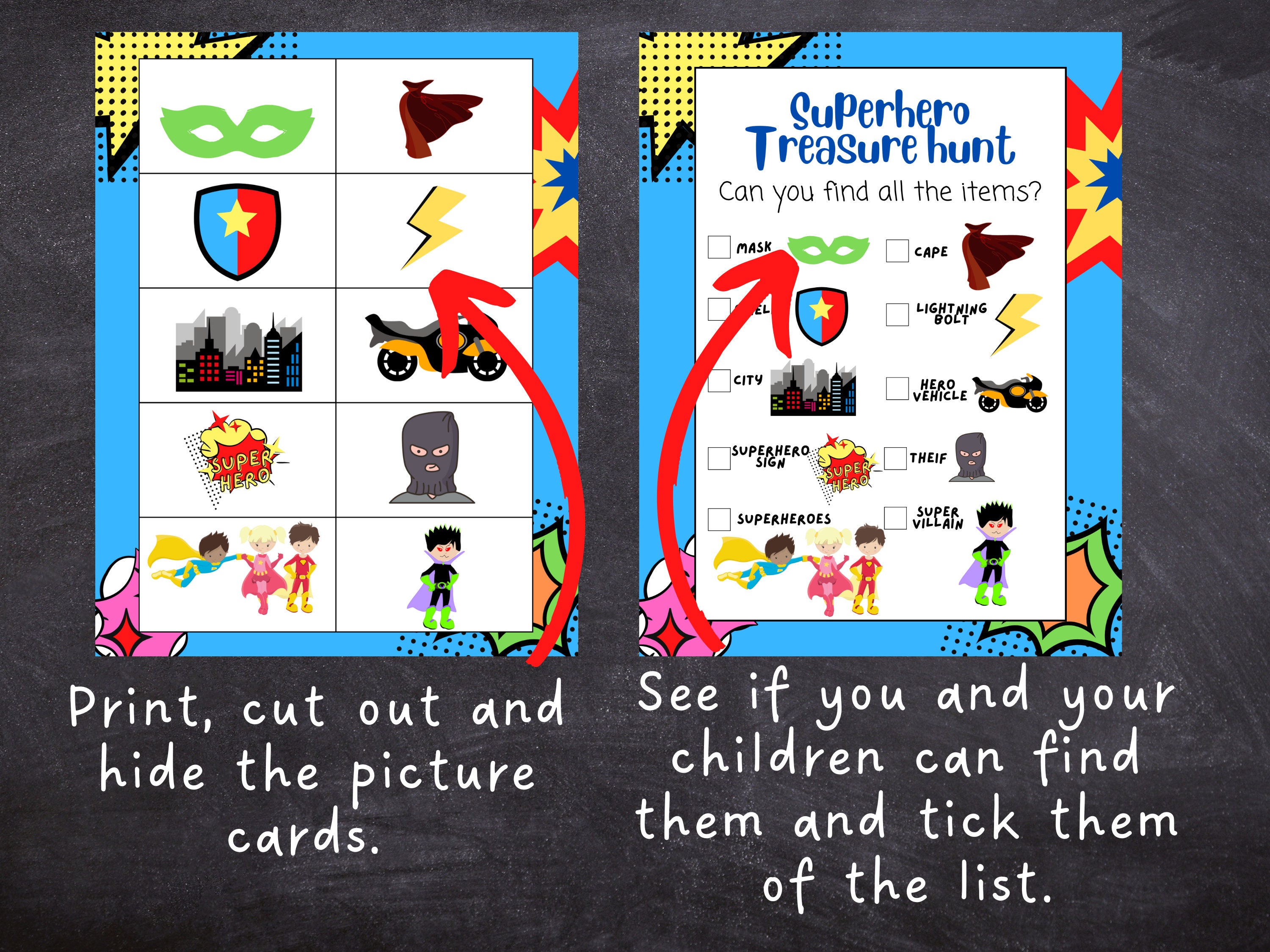 Superhero Treasure Hunt, Kids Birthday Party Games, Scavenger Hunt ...