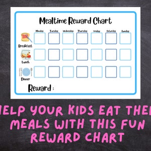 Mealtime Reward Chart, Kids Reward Chart, Fussy Eaters, Picky Eaters ...