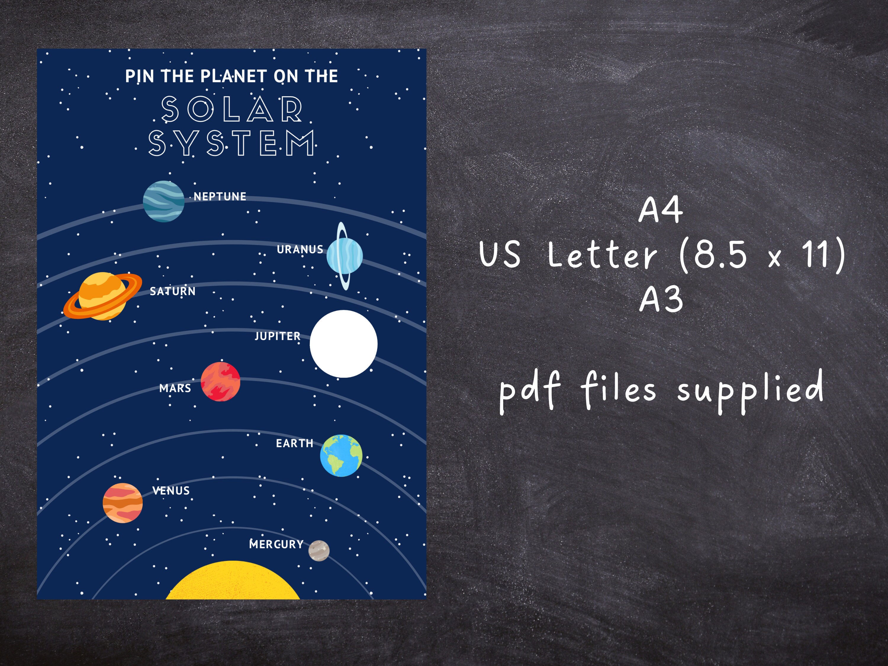Pin the Planet on the Solar System, Space Party, DIY Party Game ...