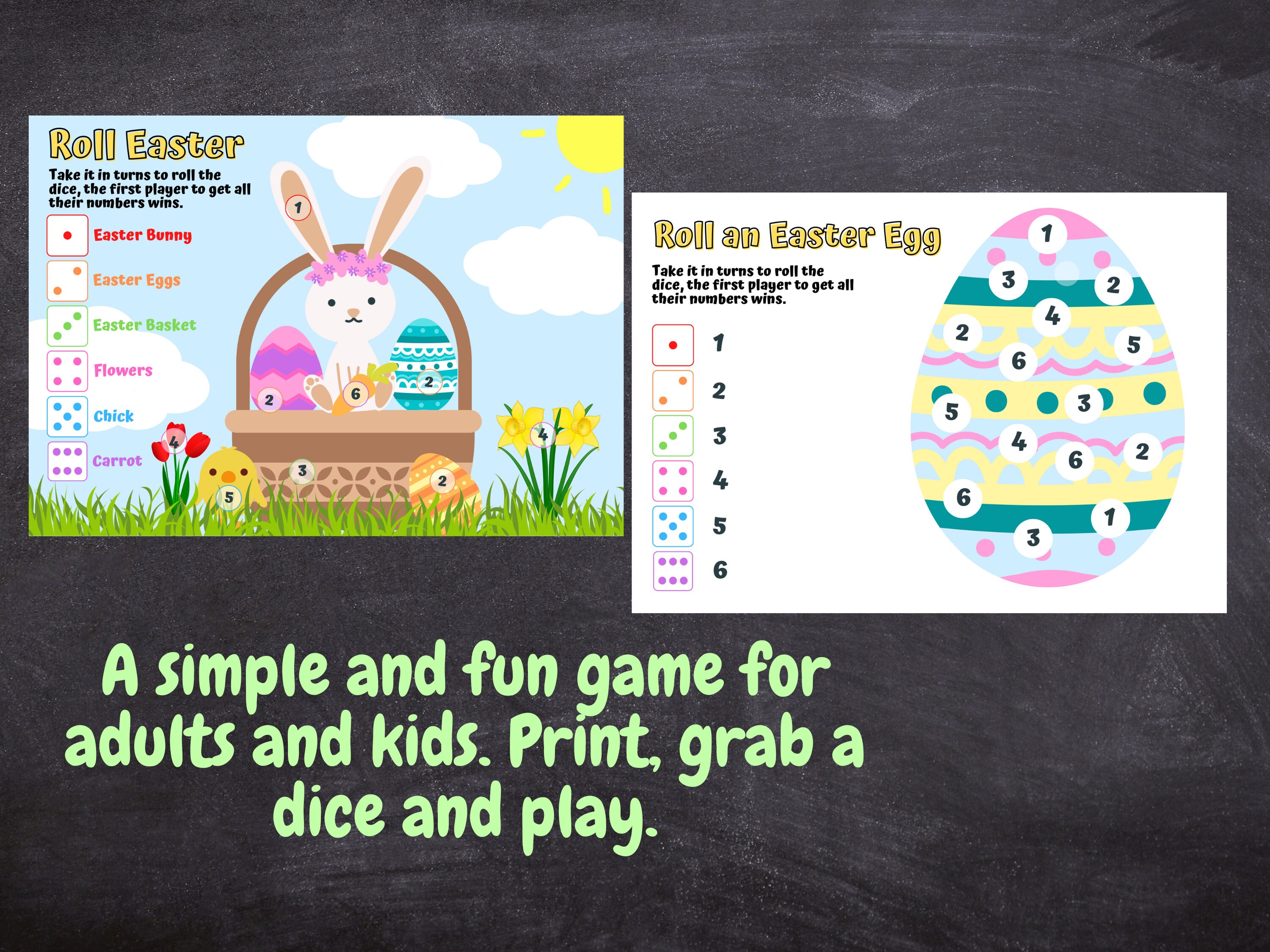 Easter Dice Game: Printable Kids Party Activity (digital Download) - Etsy
