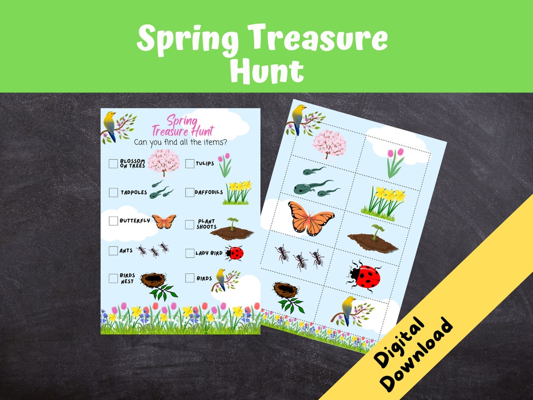 Spring Treasure Hunt, Kids Party Games, Scavenger Hunt, Signs of Spring ...