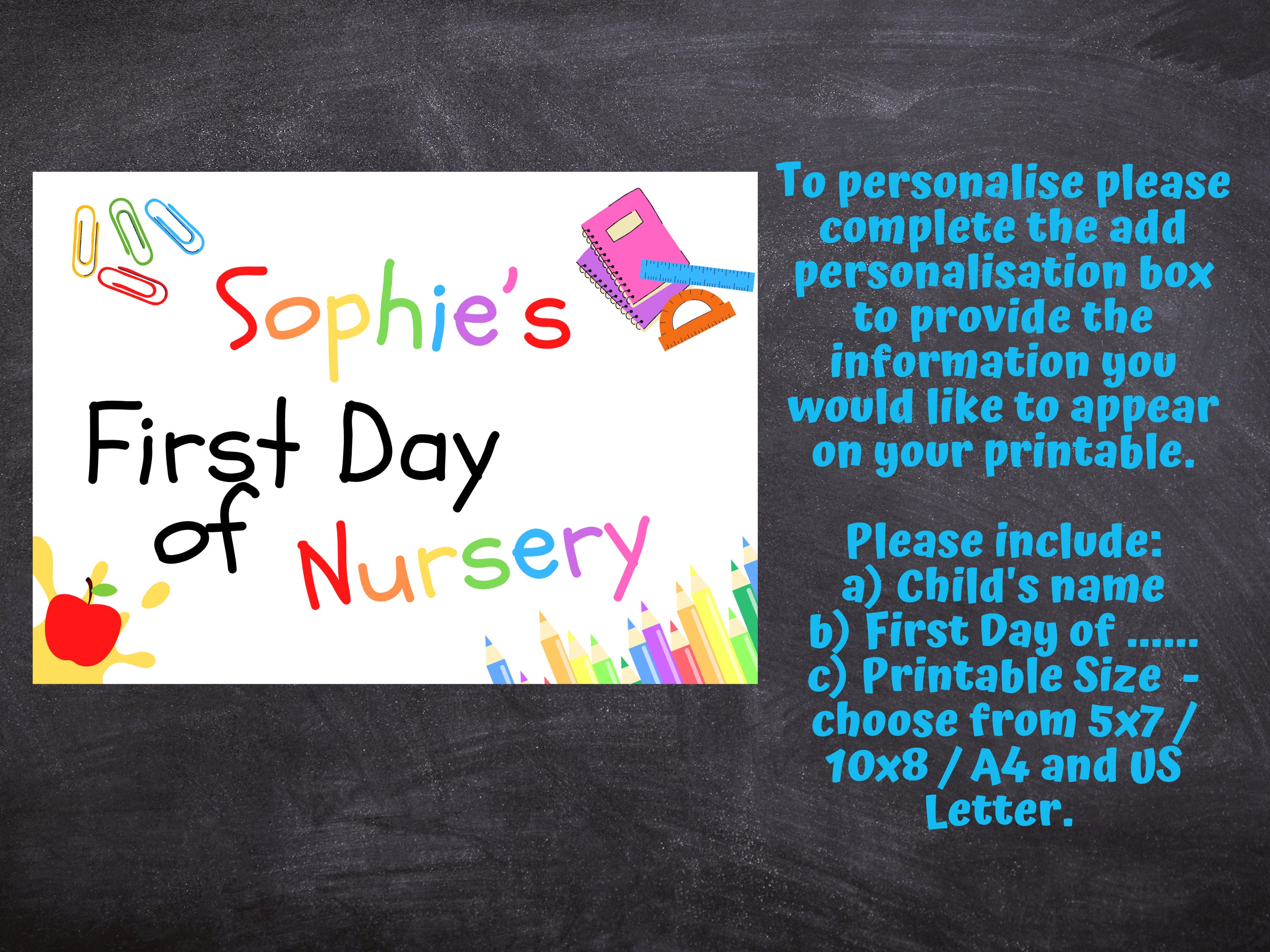 Personalised My First Day of School Sign, Digital Download, Print at ...