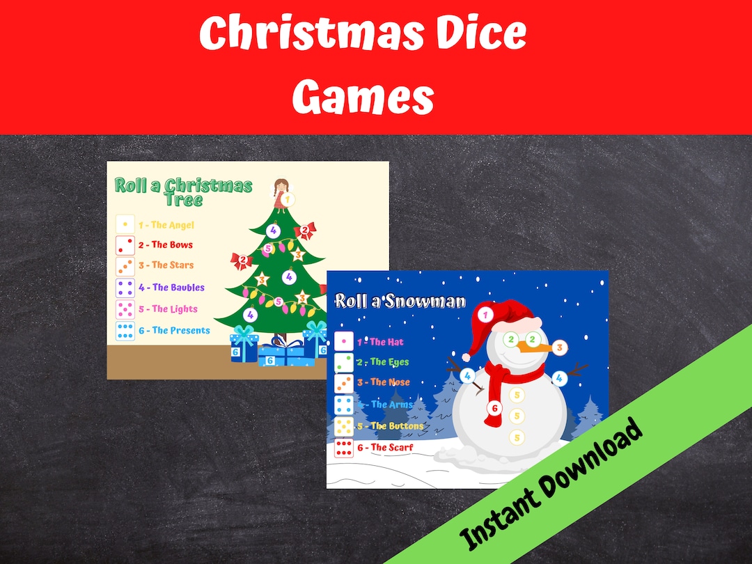Christmas Dice Games, Kids Christmas Party Game, Printable DIY Game ...