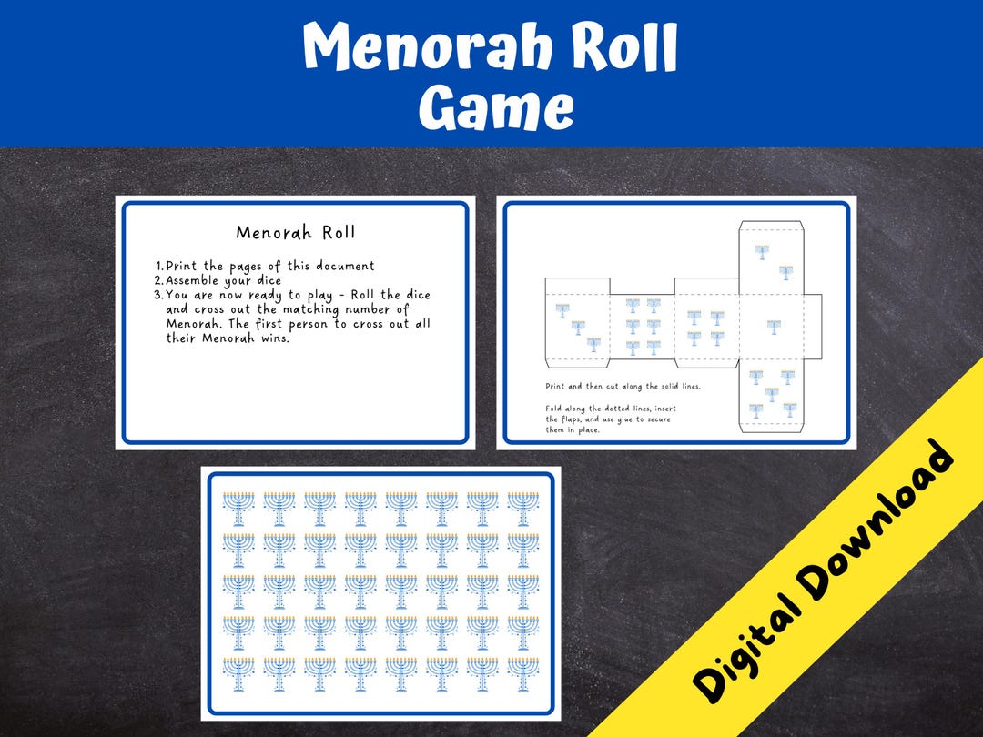 Menorah Roll Game, Children's Games, Dice Game, Counting Game, Hanukkah ...