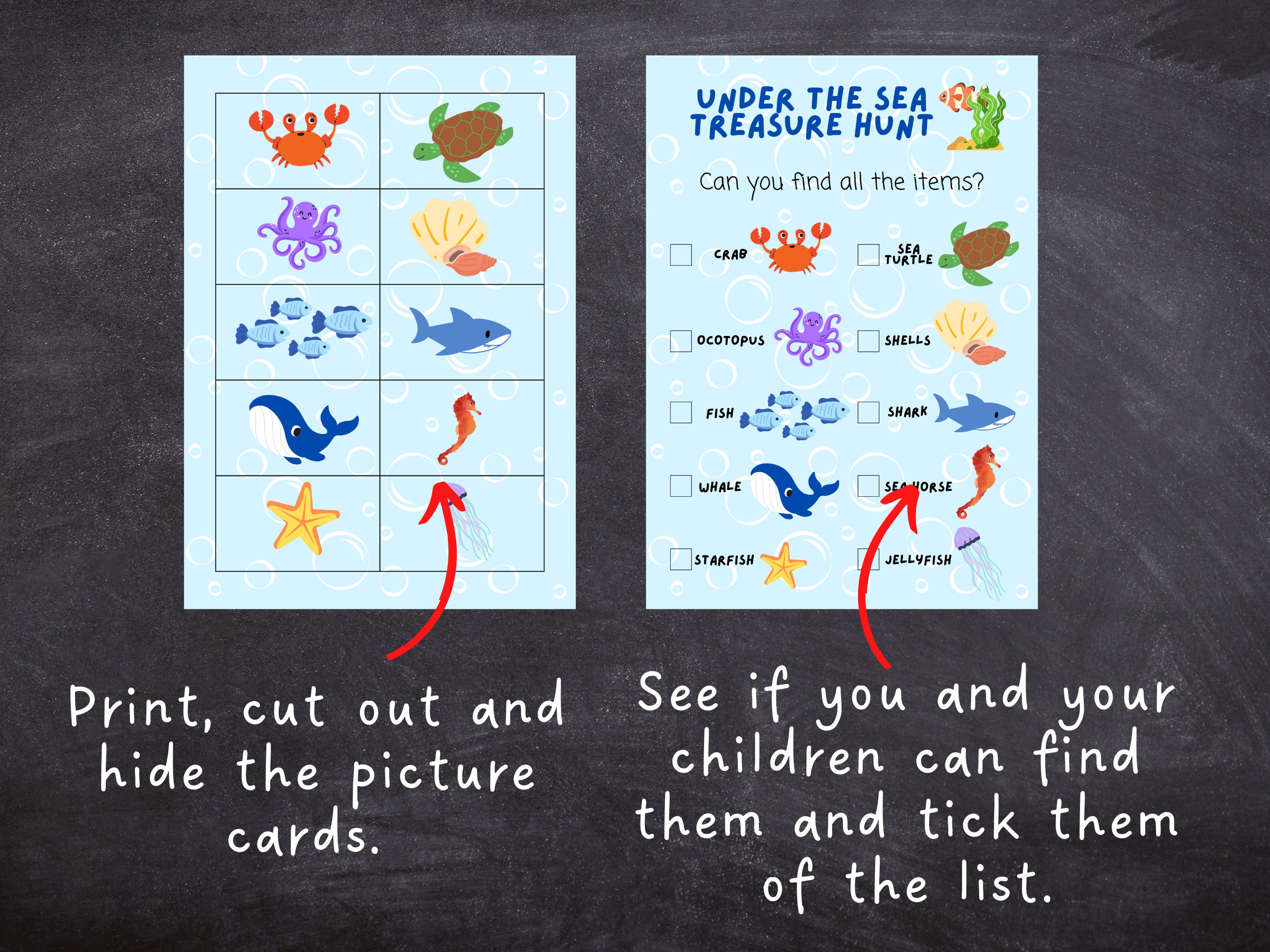 Under the Sea Treasure Hunt Kids Birthday Party Games Scavenger Hunt ...