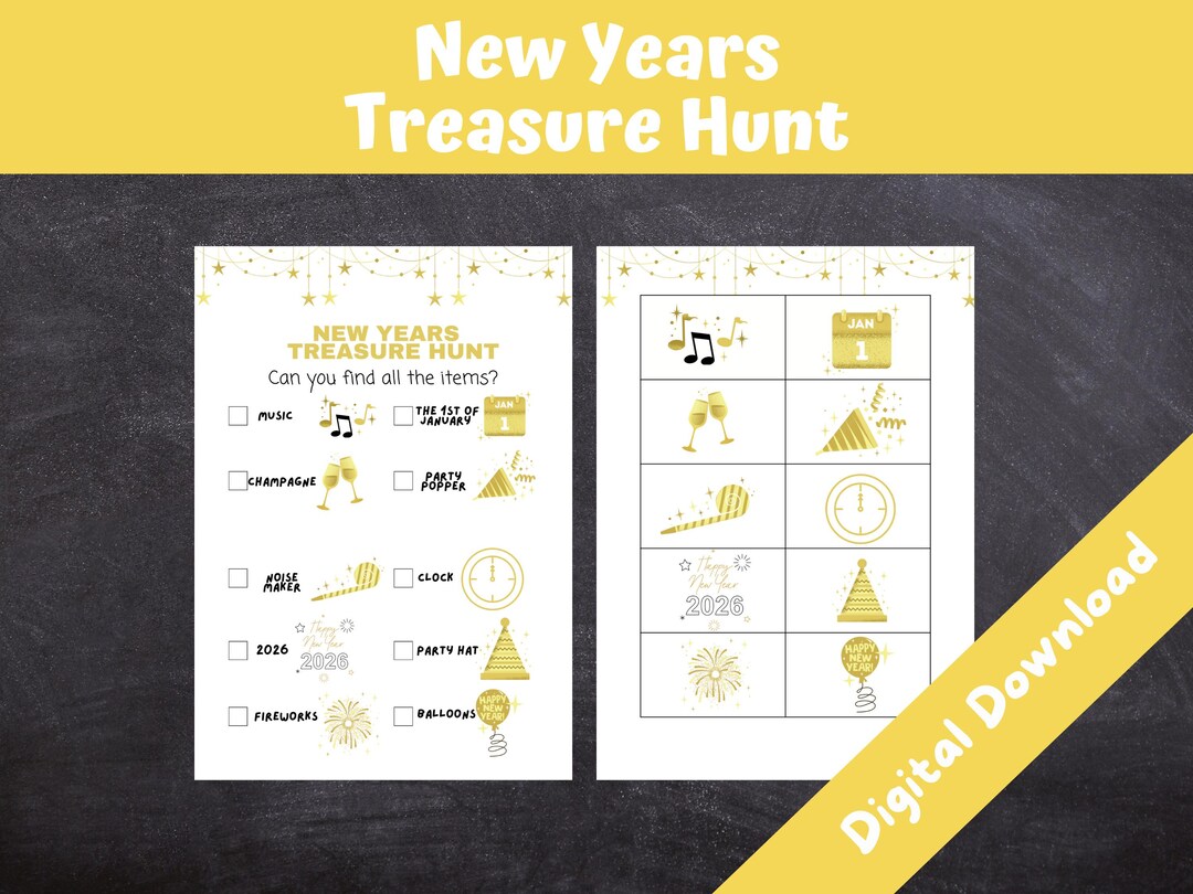 New Years Treasure Hunt, Child / Kids New Years Eve Party Games, New ...