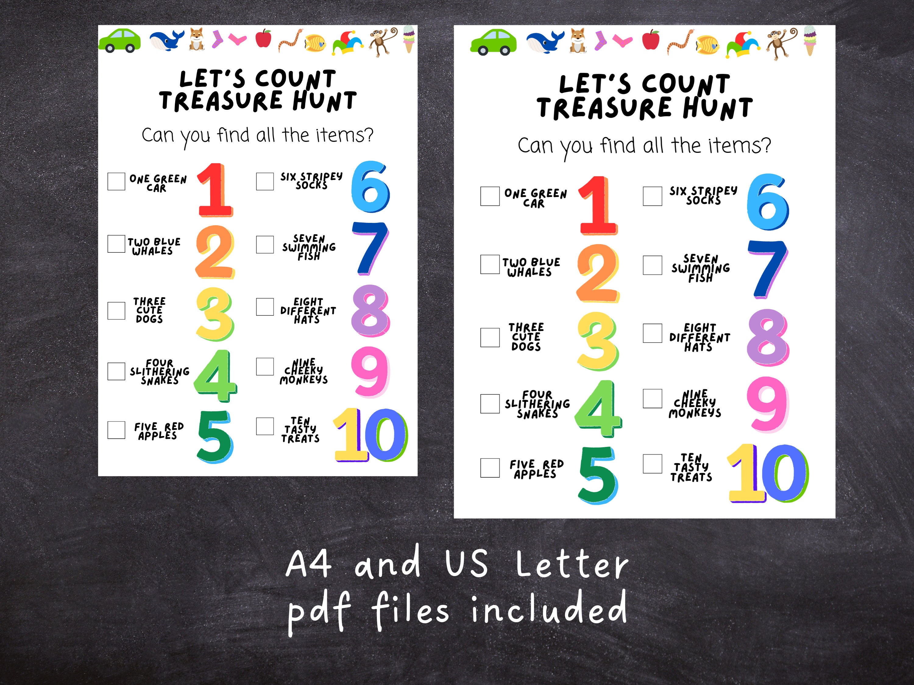 Let's Count Treasure Hunt, Kids Birthday Party Games, Scavenger Hunt ...