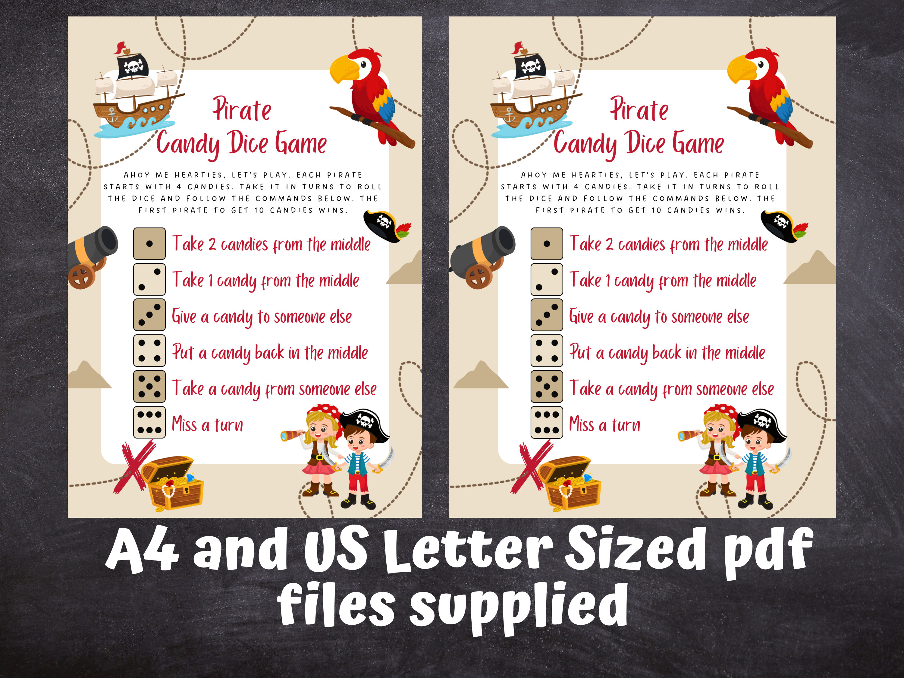 Pirate Candy Dice Game: Kids Birthday Party (digital Download) - Etsy