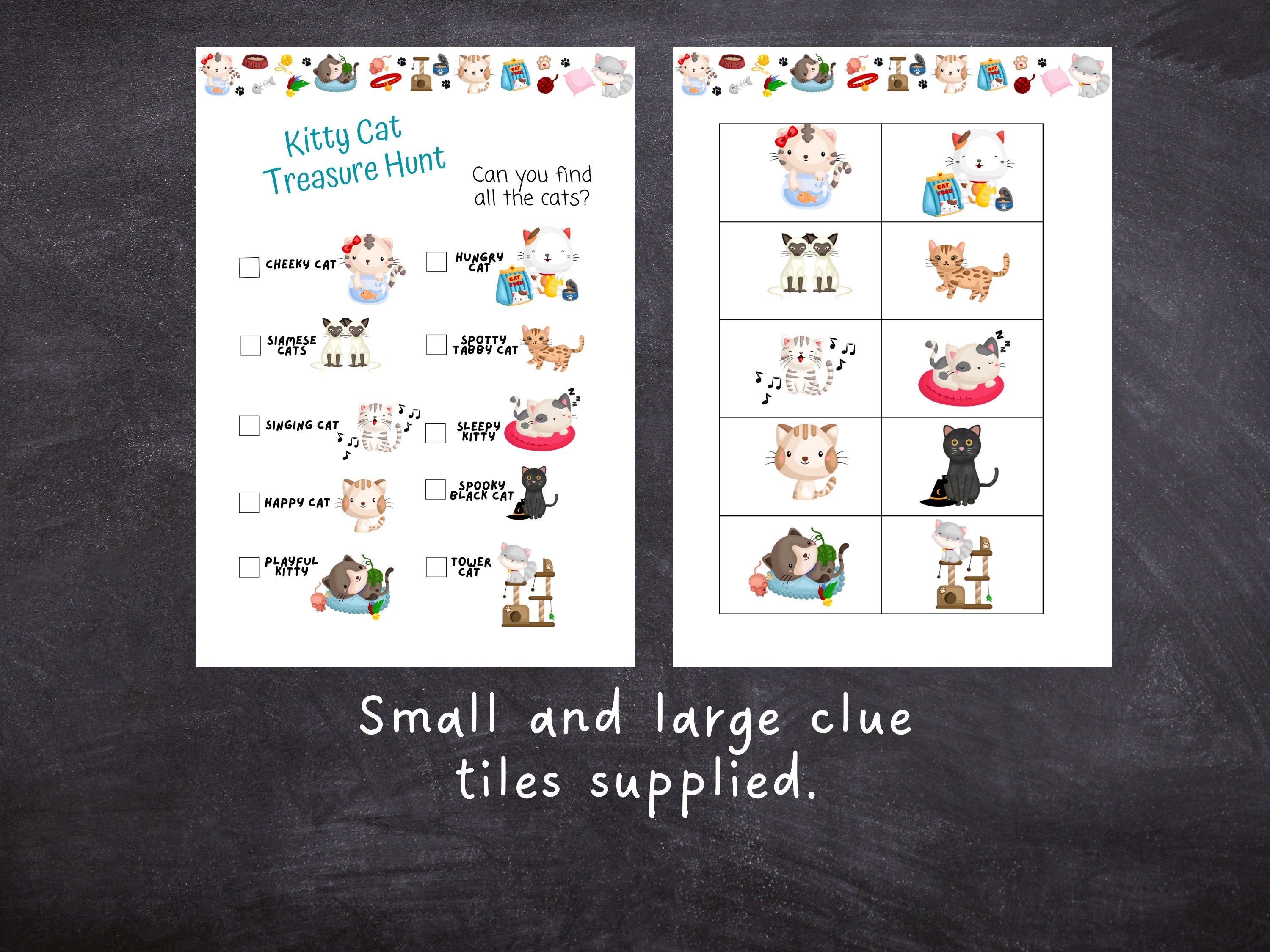 Cute Cats Treasure Hunt , Kids Birthday Party Games, Scavenger Hunt ...
