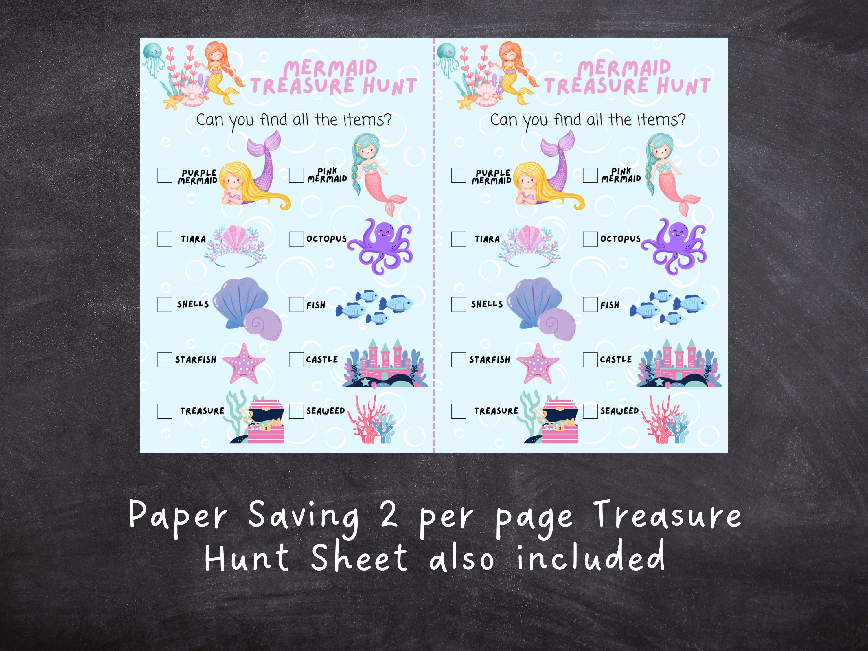 Mermaid Treasure Hunt Kids Birthday Party Games Scavenger - Etsy