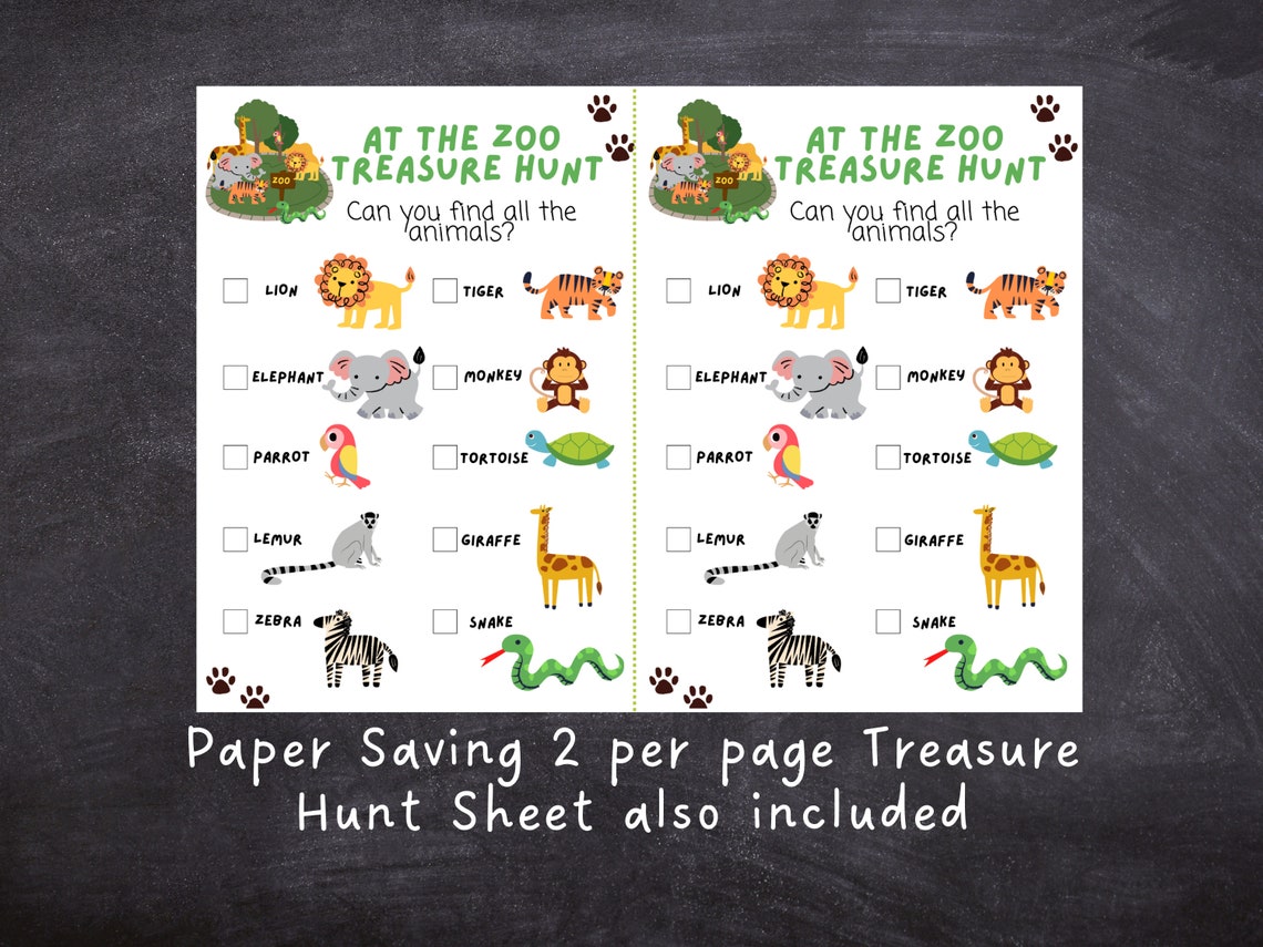 At the Zoo Treasure Hunt Kids Birthday Party Game Scavenger Hunt Jungle ...