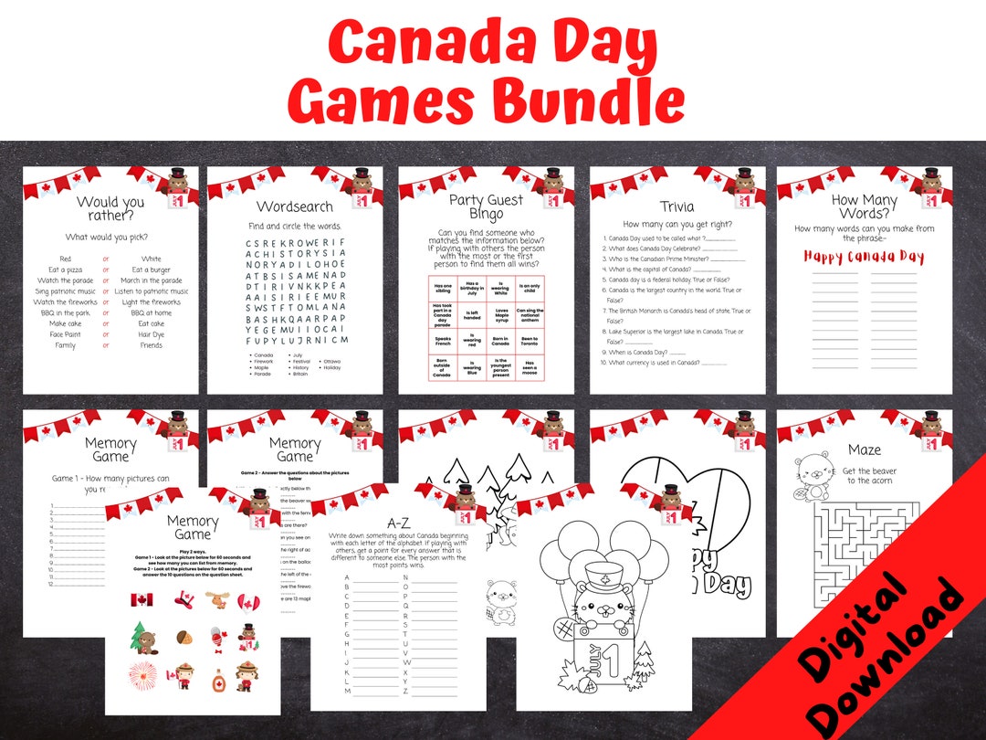 Canada Day Games Bundle, Child/kids Games, Printable Trivia, Puzzles ...