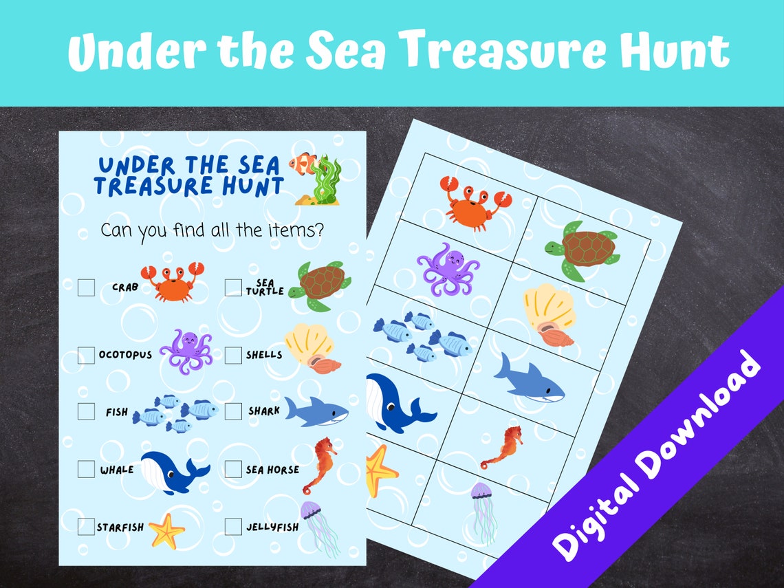 Under the Sea Treasure Hunt Kids Birthday Party Games Scavenger Hunt ...