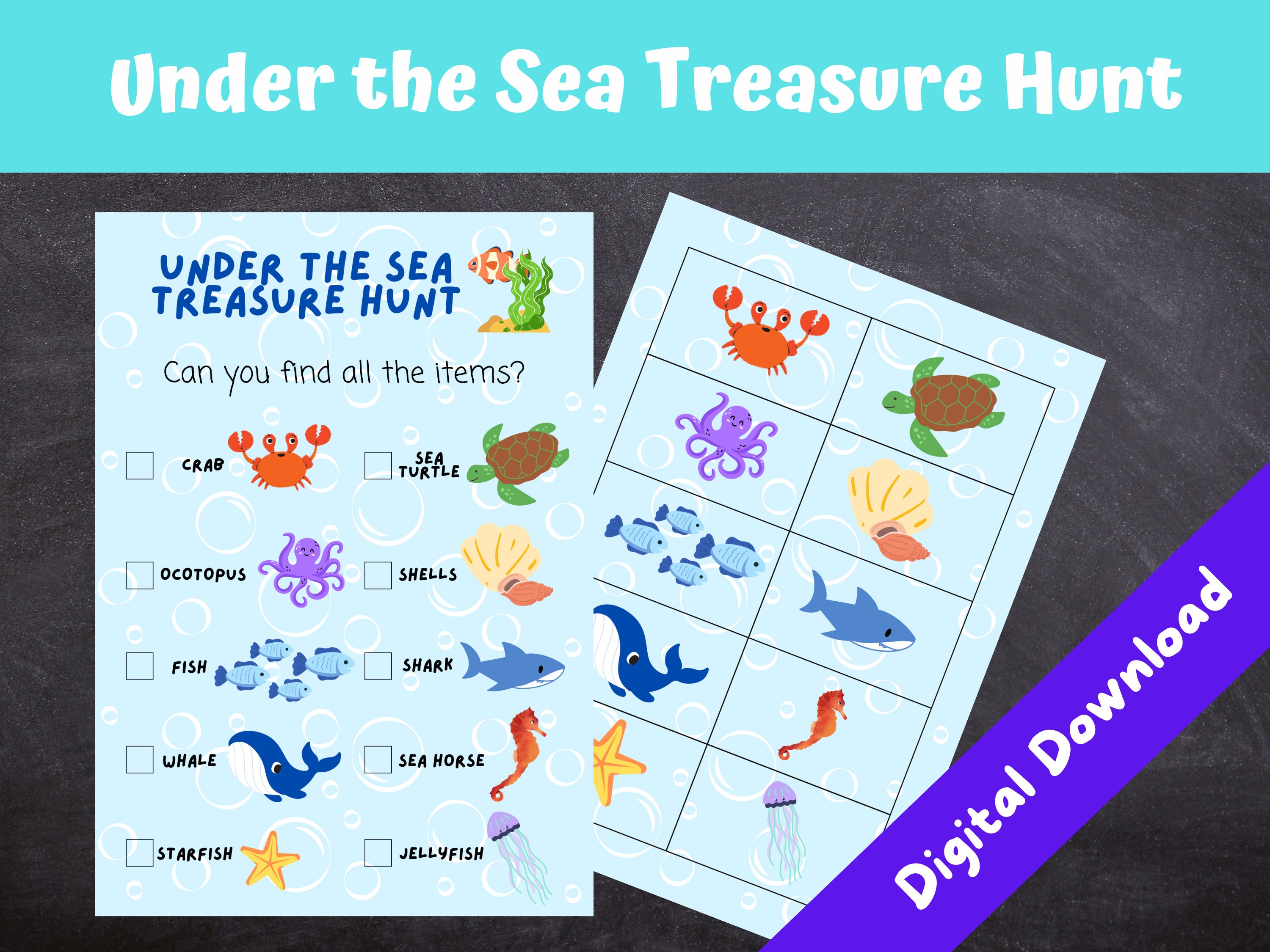 Under the Sea Treasure Hunt Kids Birthday Party Games Scavenger Hunt ...