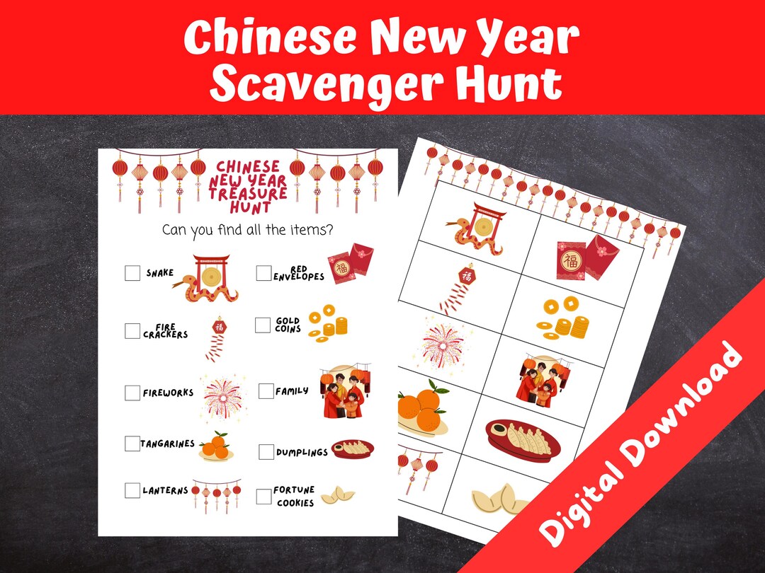 Chinese New Year Treasure Hunt, Kids Lunar New Party Games, Scavenger ...