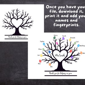 DIY Teacher Fingerprint Tree Gift: Printable Class Keepsake (digital ...
