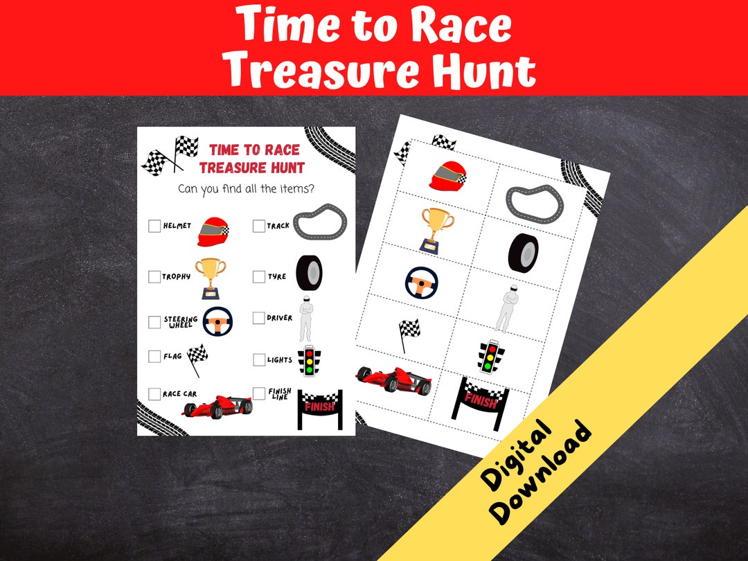 Time to Race Treasure Hunt, Kids Birthday Party Game, Racing Car ...