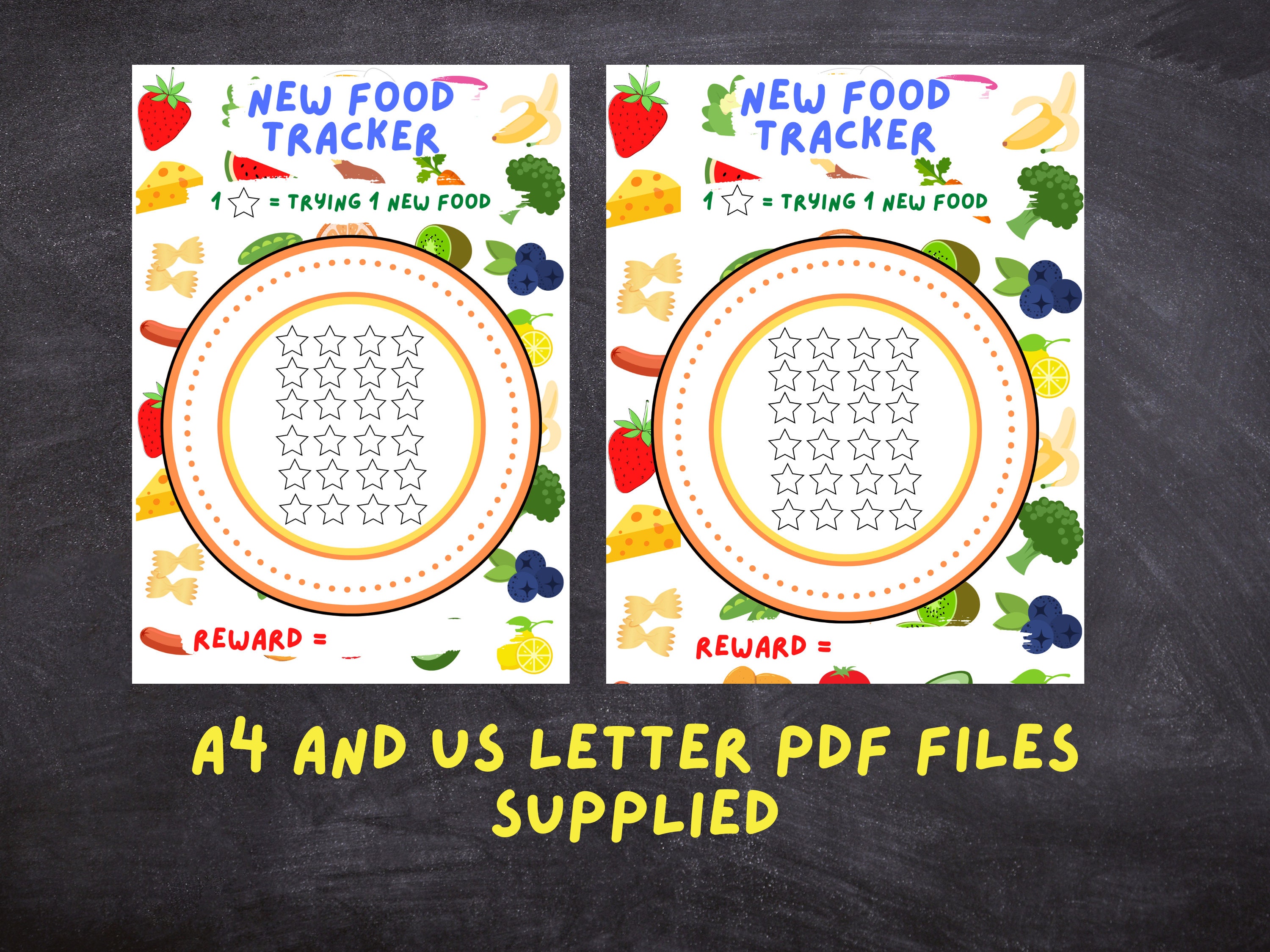 Kids New Food Tracker Fussy Eaters Reward Chard Picky - Etsy